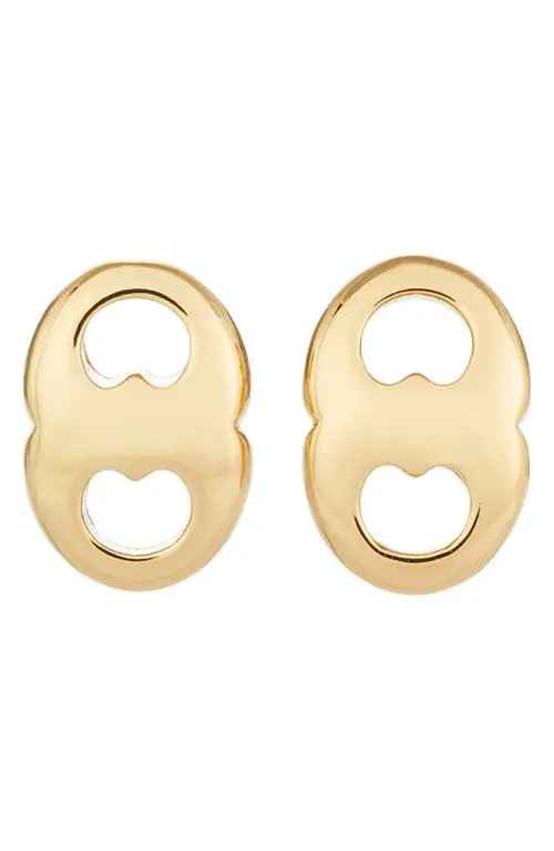 Tory Burch Gemini Link Stud Earrings - Light Brass