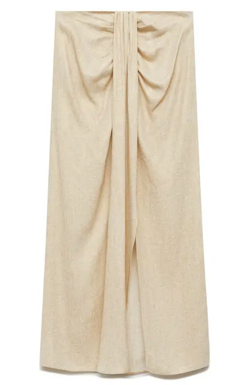 Mango Draped Side Slit Midi Skirt