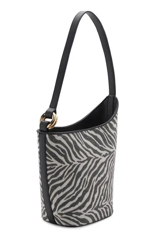 Mango Zebra Print Canvas Bucket Bag