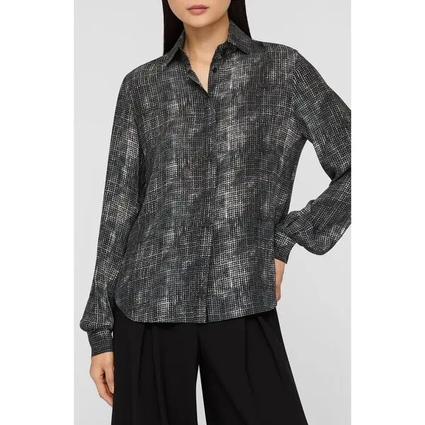 Lafayette 148 New York Hidden Placket Silk Top