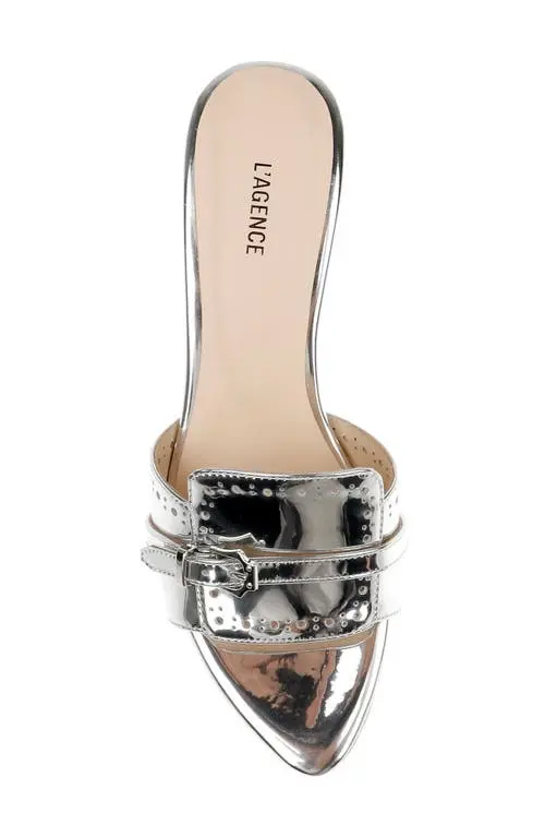 L'Agence Lina Slide Sandal - Silver Metallic