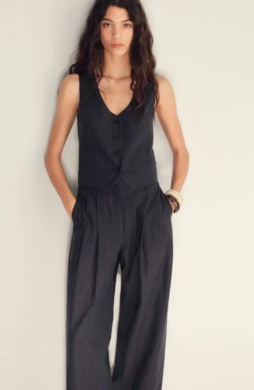 Mango Straight Fit Cotton & Linen Suit Pants