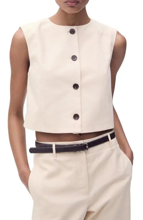 Mango Button Cotton Crop Top