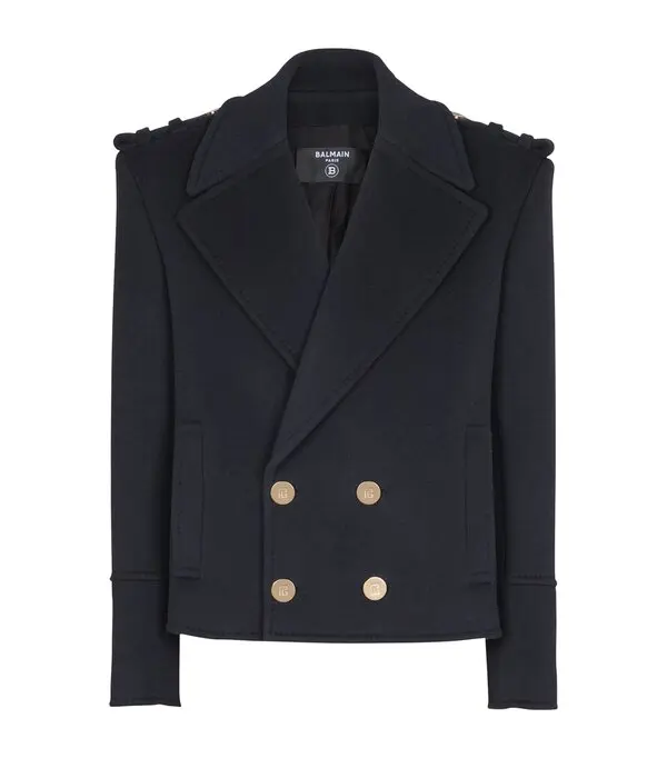 Balmain Virgin Wool-cashmere Reefer Jacket - Navy