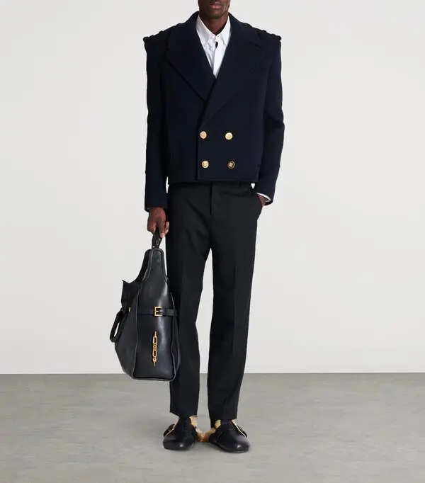 Balmain Virgin Wool-cashmere Reefer Jacket - Navy