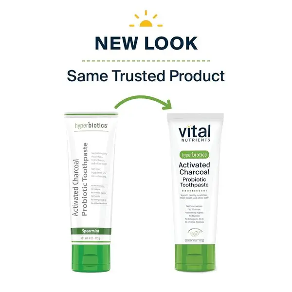 VITAL NUTRIENTS Hyperbiotics Activated Charcoal Probiotic Toothpaste 4 Ounces