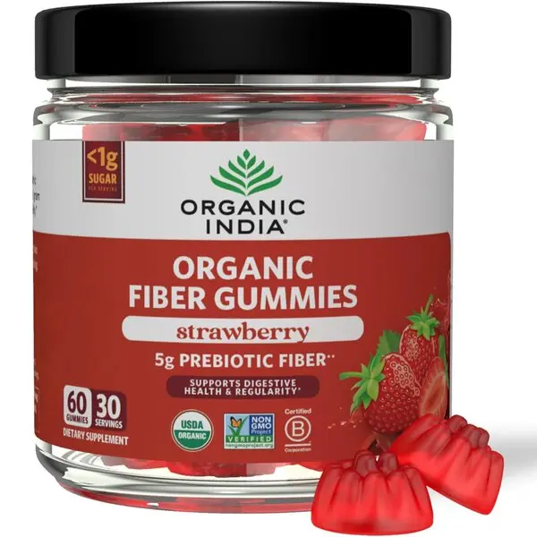 ORGANIC INDIA Organic Fiber Gummies Strawberry 60 Gummies - One-color