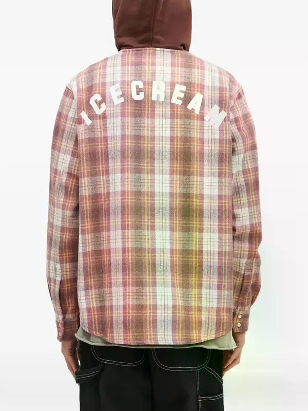 ICECREAM Plaid Hooded Shirt