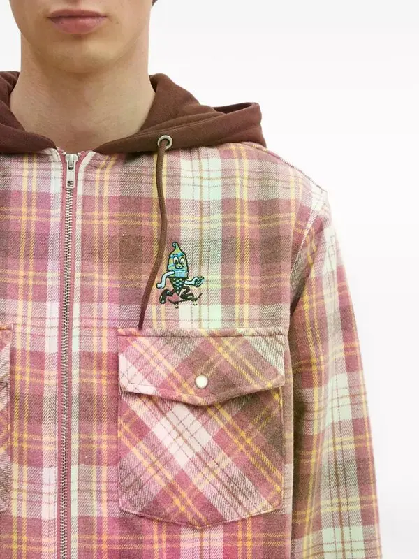 ICECREAM Plaid Hooded Shirt