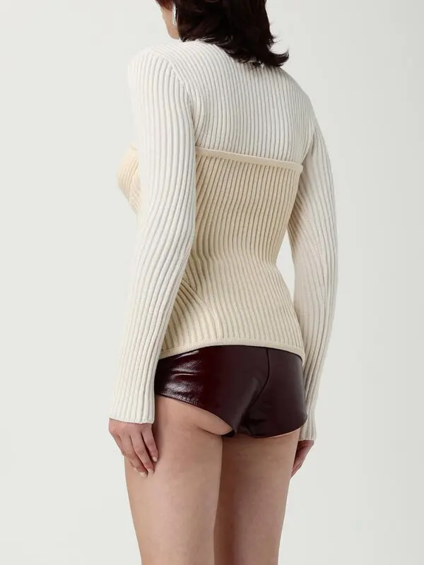 JEAN PAUL GAULTIER Ribbed Knit Sweater With Corset Detail - White
