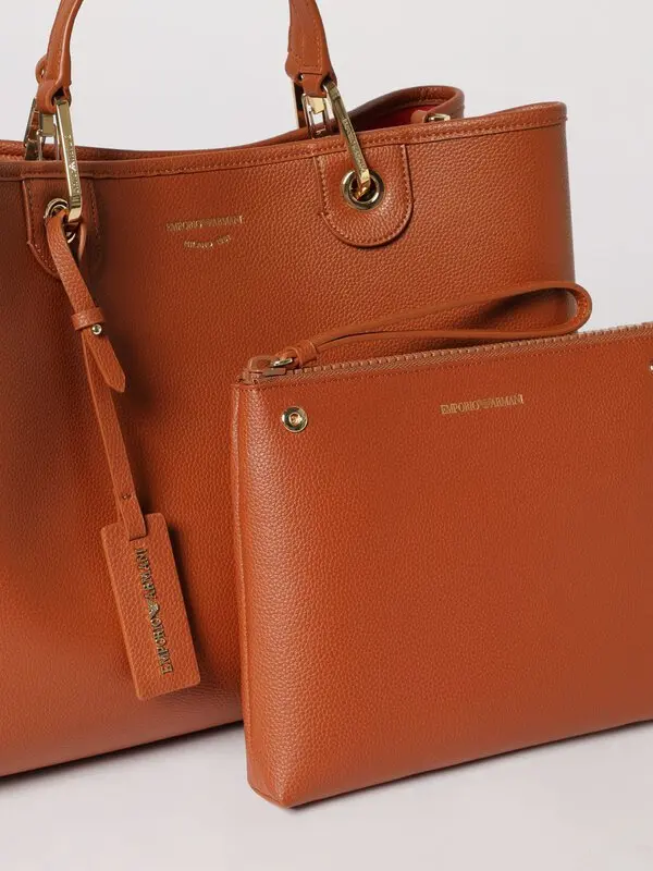 Emporio Armani Tote Bag With Logo Strap - Brown