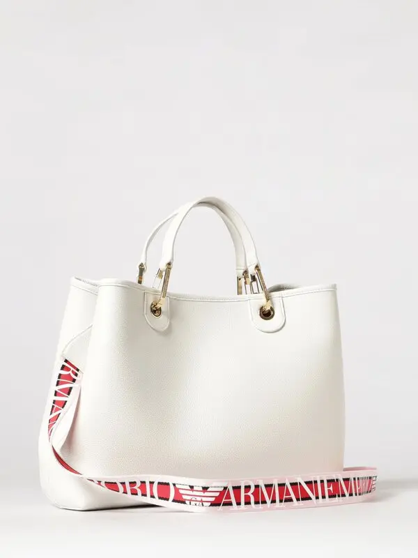 Emporio Armani Tote Bag With Logo Strap - White
