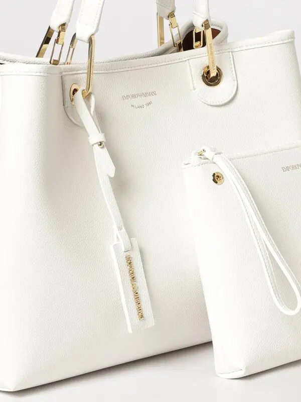 Emporio Armani Tote Bag With Logo Strap - White