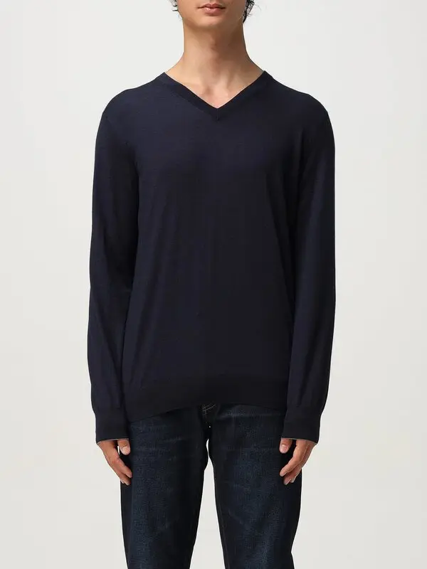 Brunello Cucinelli V-neck Cashmere Wool Blend Jumper - Navy