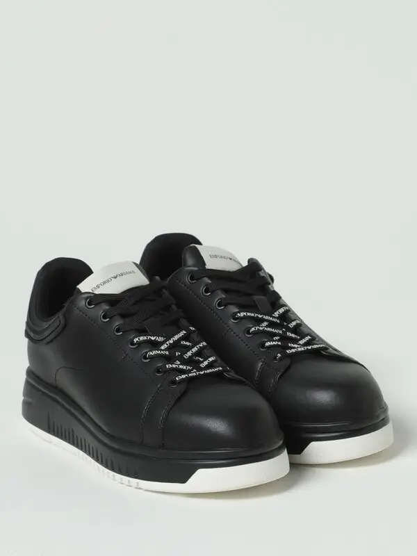 Emporio Armani Smooth Bovine Leather Low Top Sneakers
