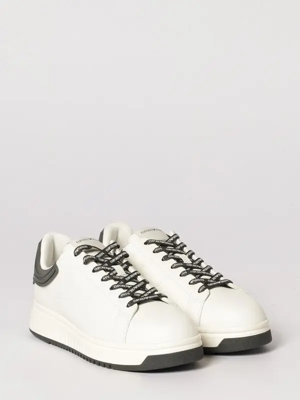 Emporio Armani Smooth Bovine Leather Low Top Sneakers - Grey