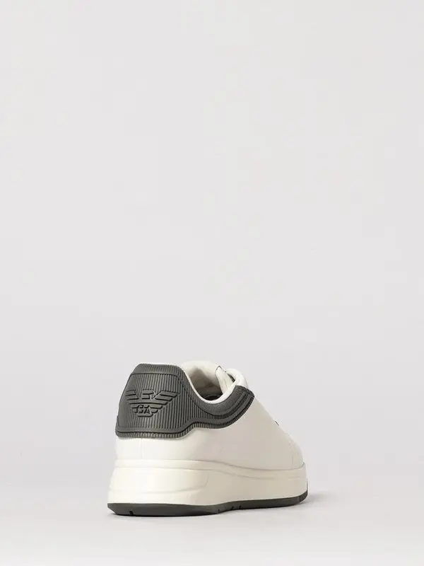 Emporio Armani Smooth Bovine Leather Low Top Sneakers - Grey