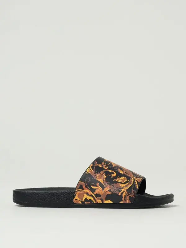 Versace Sandals With Baroque Print - Black