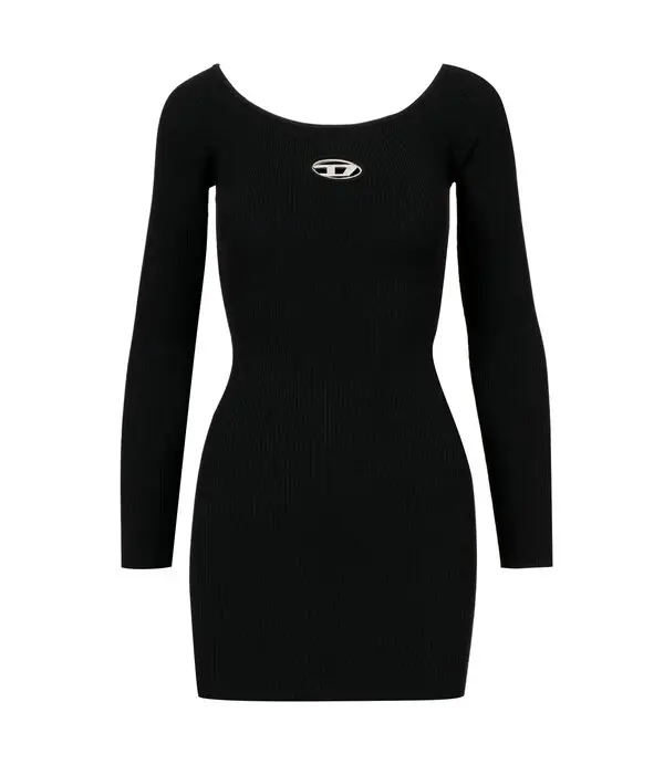 DIESEL® Slim Fit Ribbed Knit Dress - Black