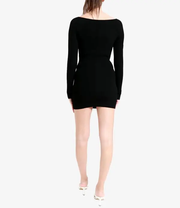 DIESEL® Slim Fit Ribbed Knit Dress - Black
