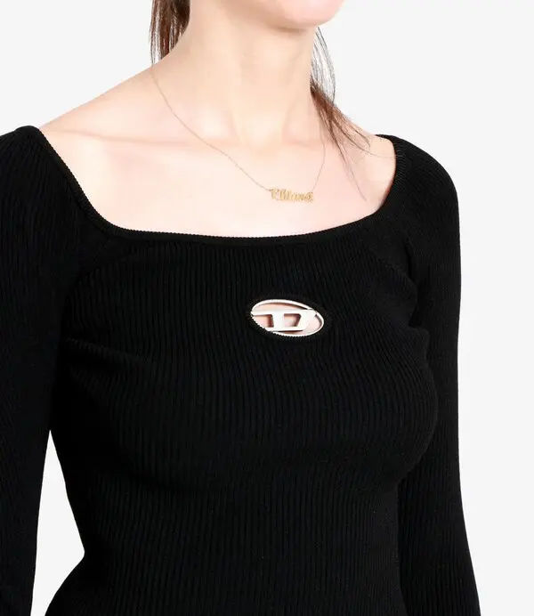DIESEL® Slim Fit Ribbed Knit Dress - Black