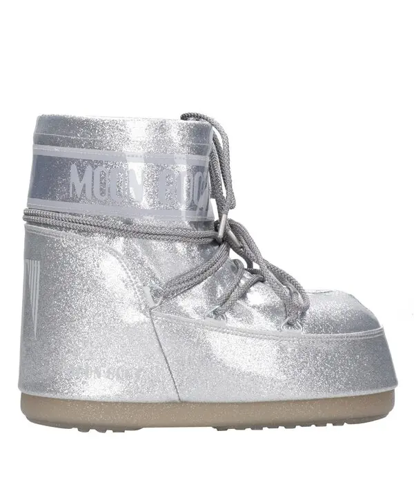 Moon Boot Glittered Vinyl Boots - Silver