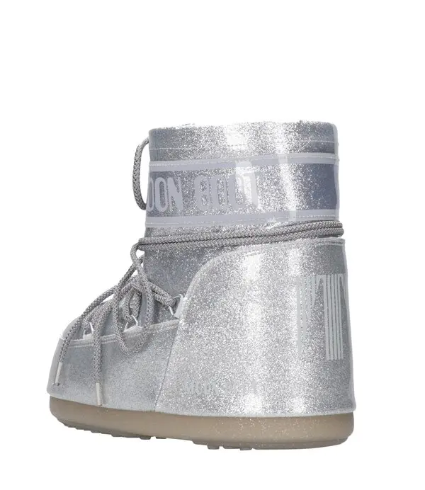 Moon Boot Glittered Vinyl Boots - Silver