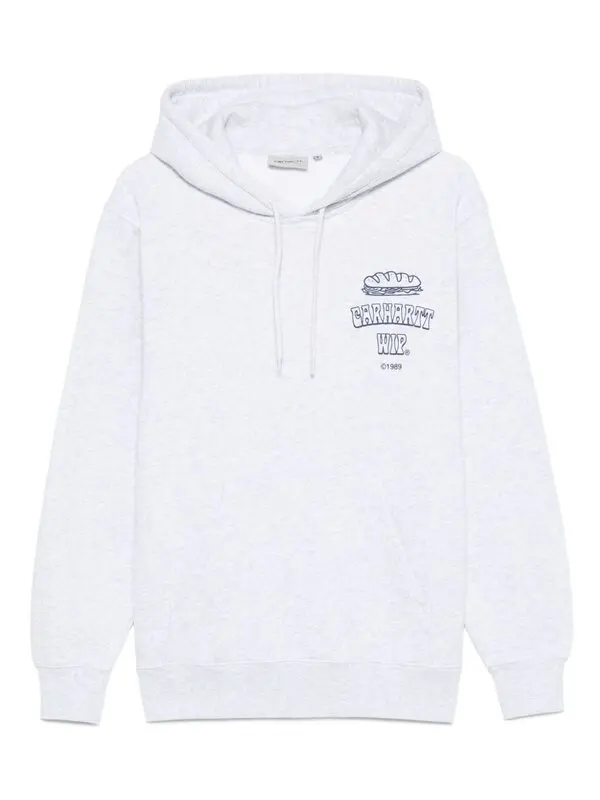 Carhartt Work In Progress Logo Cotton Hoodie - Light Grey