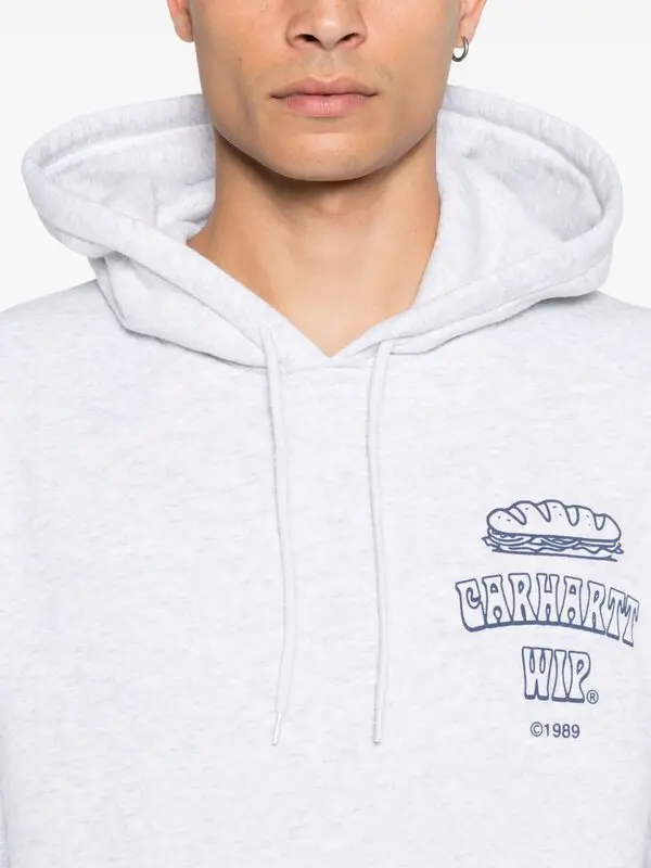 Carhartt Work In Progress Logo Cotton Hoodie - Light Grey