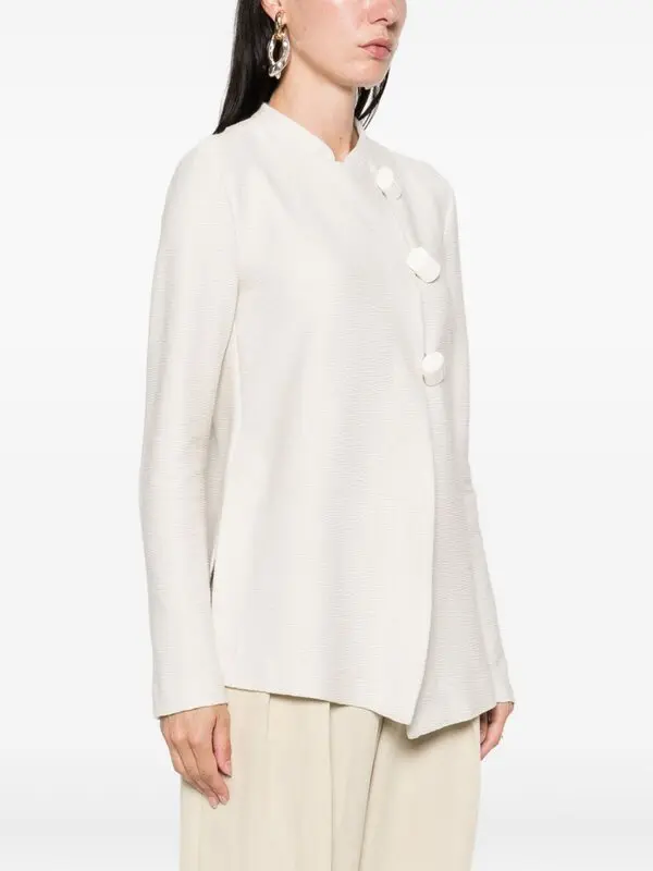 Emporio Armani Cotton Single-breasted Jacket - Ivory