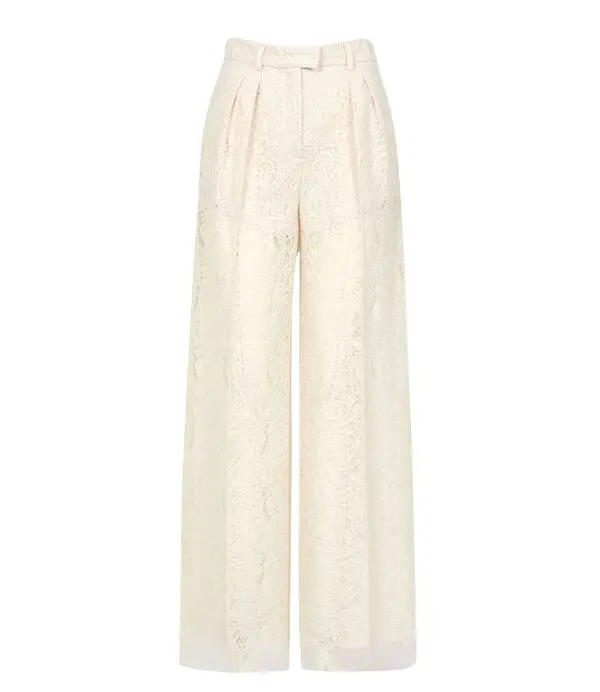 SIMONA CORSELLINI Lace And Tulle Wide Leg Trousers