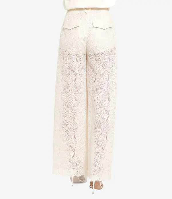 SIMONA CORSELLINI Lace And Tulle Wide Leg Trousers
