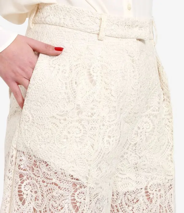 SIMONA CORSELLINI Lace And Tulle Wide Leg Trousers