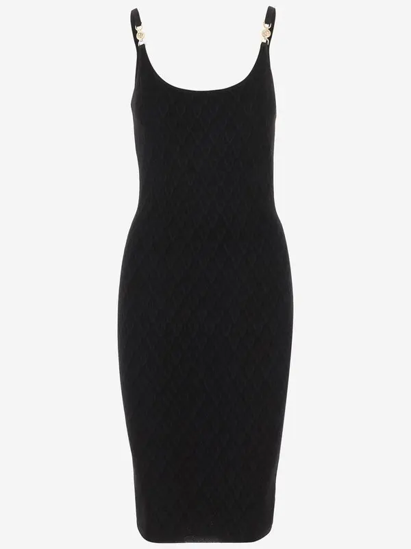 Versace Stretch Jacquard Knit Dress - Black