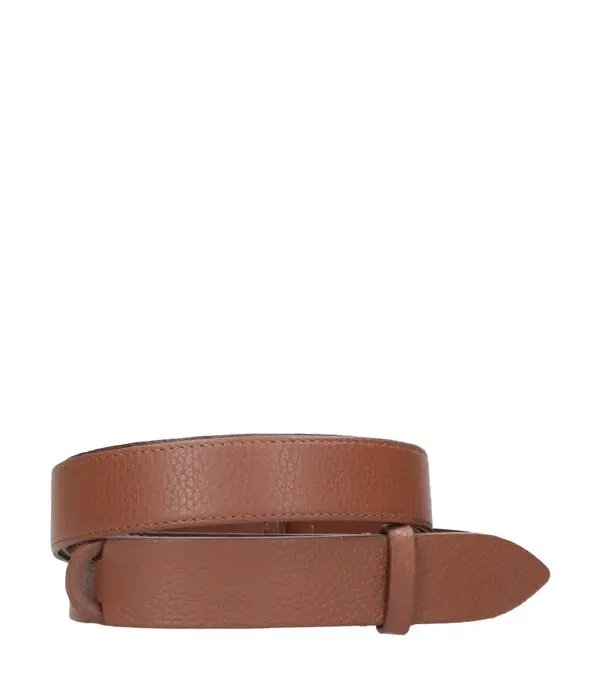 ORCIANI NOBUCKLE Hammered Leather Belt - Sigaro
