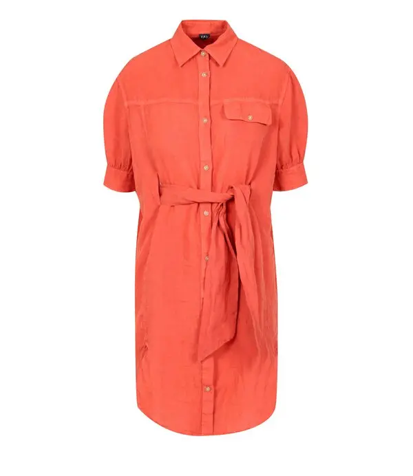 FAY Regular Fit Chemisier Dress - Orange