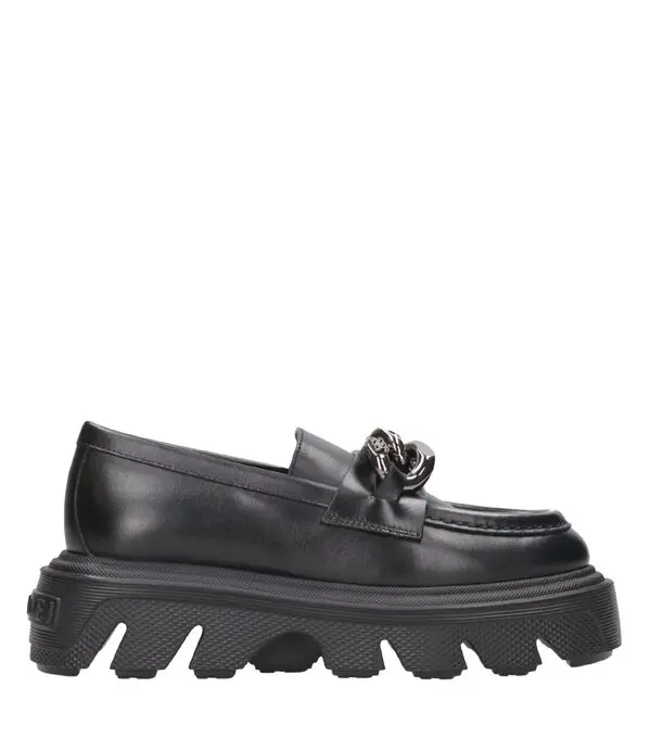 Casadei Leather Loafers With Chain Detail