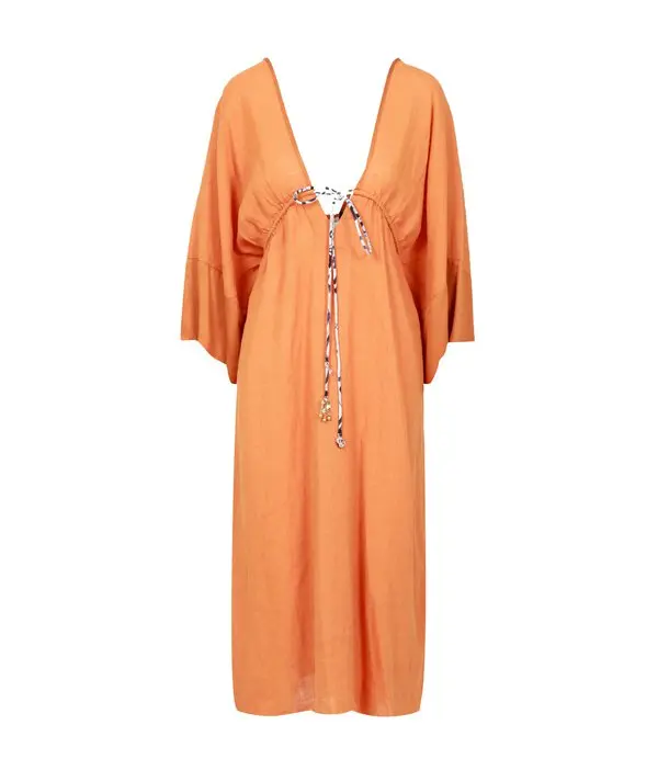 OTTOD'AME Linen Dress With Butterfly Sleeves