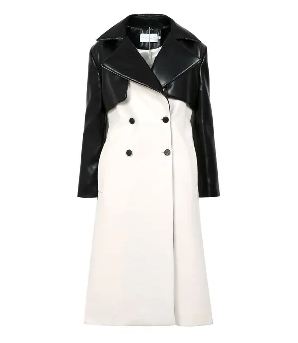 SIMONA CORSELLINI Double-breasted Faux Leather Coat