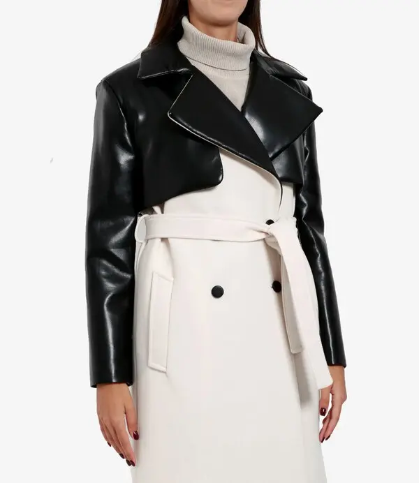 SIMONA CORSELLINI Double-breasted Faux Leather Coat