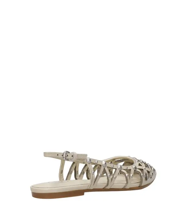 Ash Leather Appliqué Studded Flats - Ivory