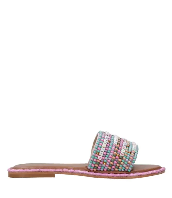 DE SIENA Beaded Leather Slides - Multicolour