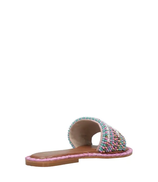 DE SIENA Beaded Leather Slides - Multicolour