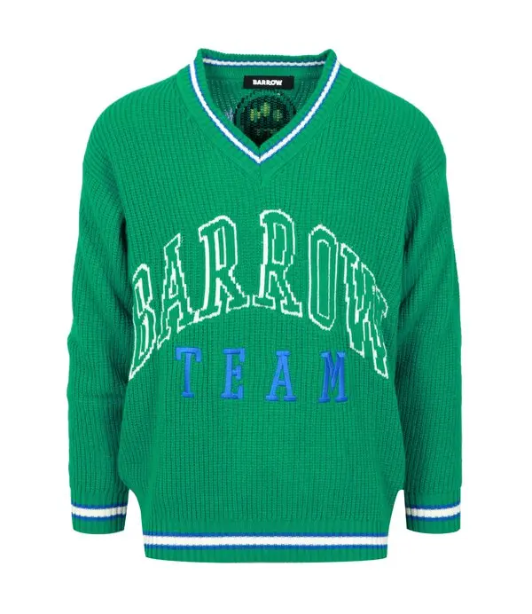 BARROW V-neck Jacquard Logo Sweater