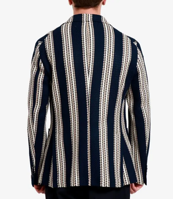 Tagliatore Textured Cotton Striped Blazer