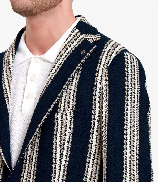 Tagliatore Textured Cotton Striped Blazer
