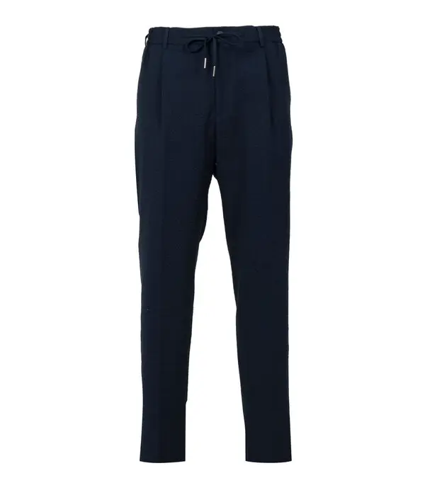 Tagliatore Textured Cotton Trousers - Blue