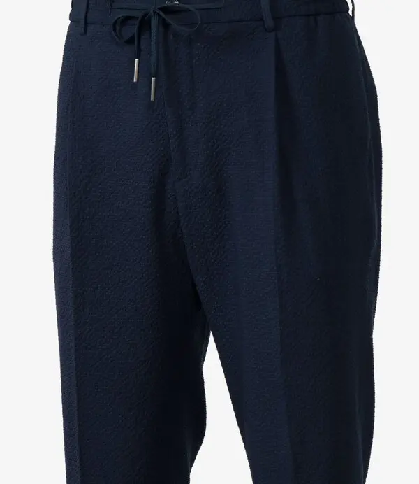 Tagliatore Textured Cotton Trousers - Blue