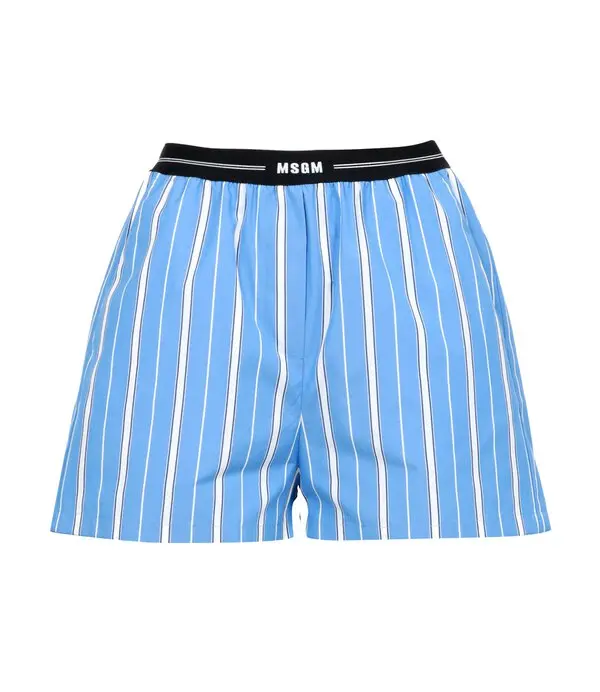 MSGM Striped Cotton Poplin Shorts