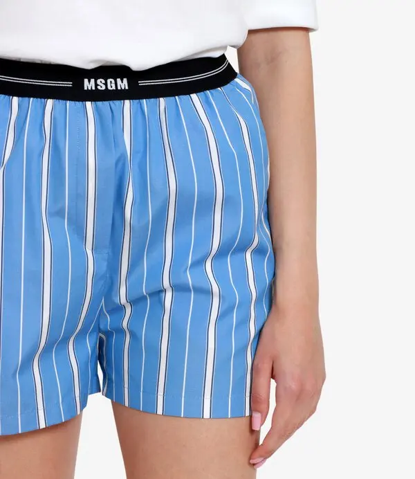 MSGM Striped Cotton Poplin Shorts